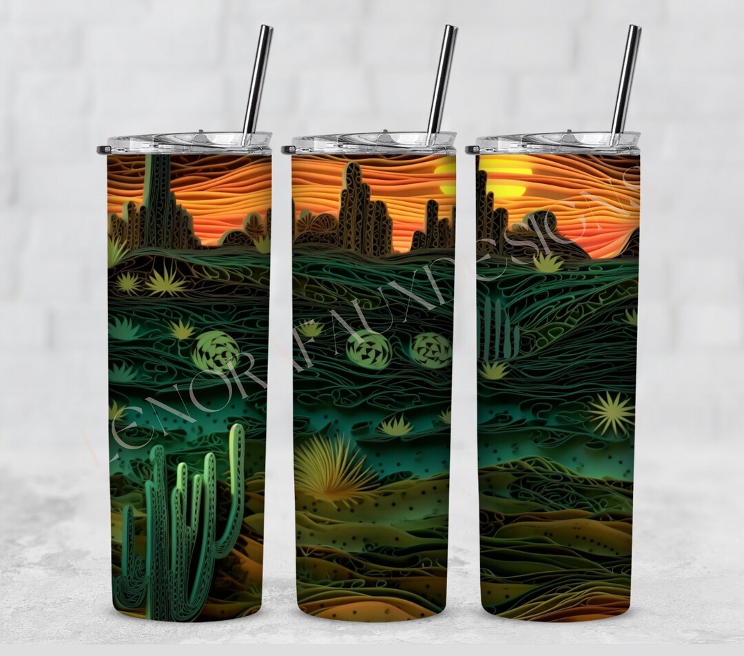 3D Desert Landscape Tumbler Sublimation Design 20oz Skinny Tumbler ...