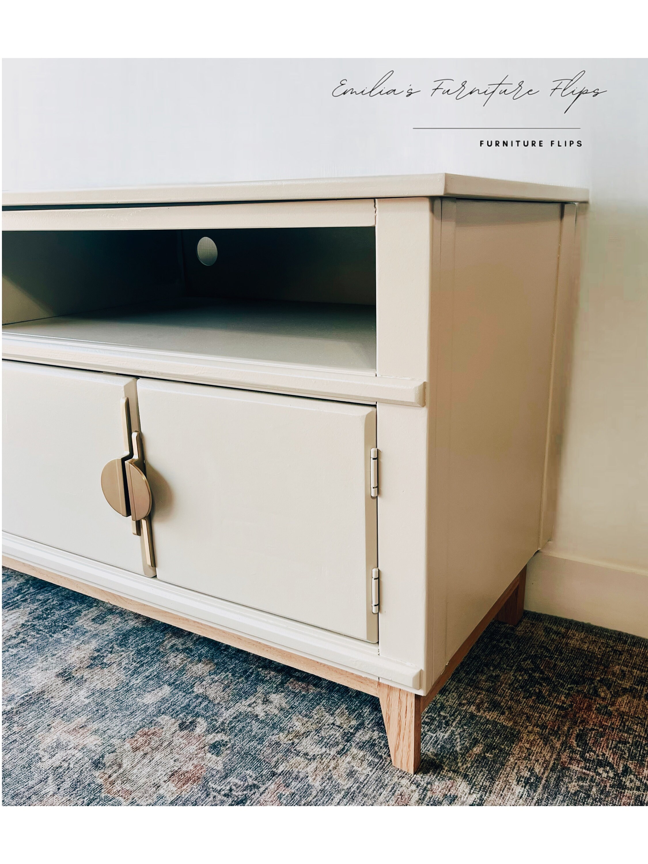 SOLD- Do NOT Purchase | Mid-century Stylish TV Table | Beige Blossom ...