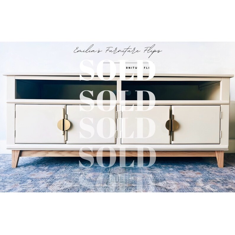 SOLD- Do NOT Purchase | Mid-century Stylish TV Table | Beige Blossom ...