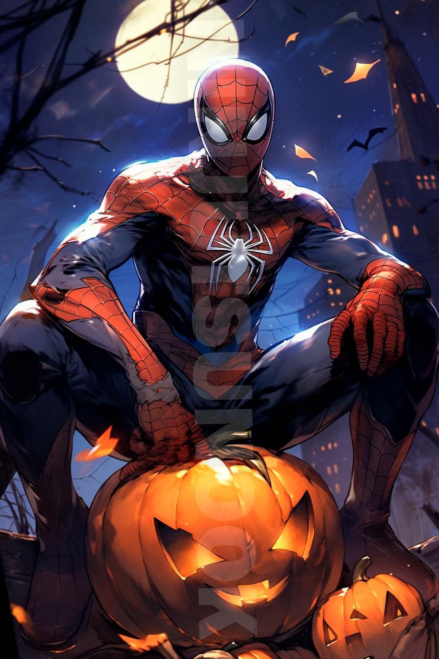 Set of 8 Halloween Spiderman Spiderman for Printing, T-shirts, Posters ...