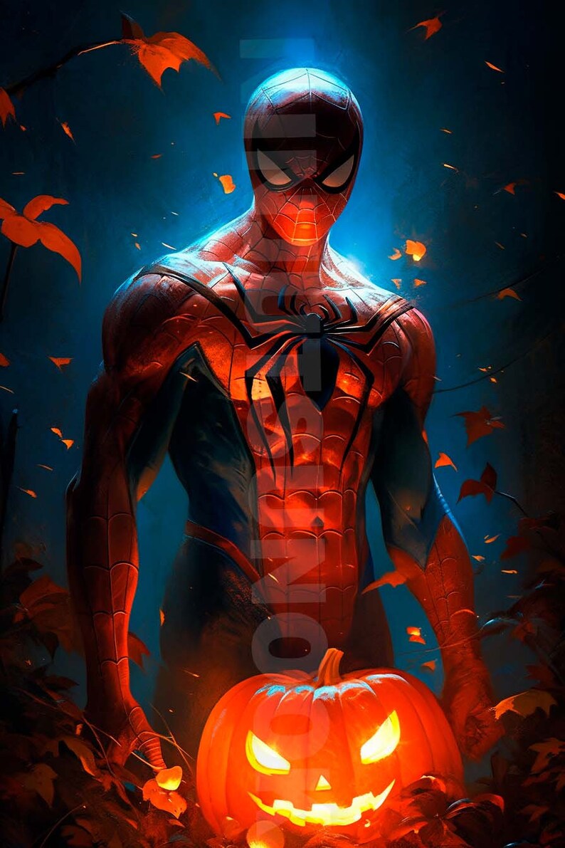 Set of 8 Halloween Spiderman Spiderman for Printing, T-shirts, Posters ...