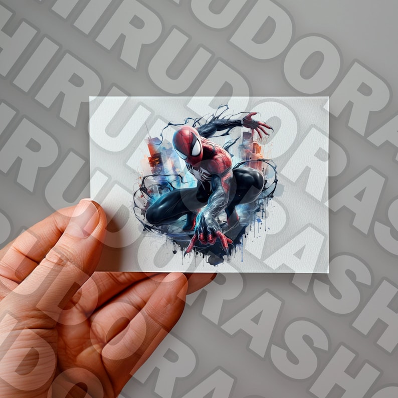 Set of 8 Symbiote Spiderman Venom Watercolor Splash Digital PNG Designs ...