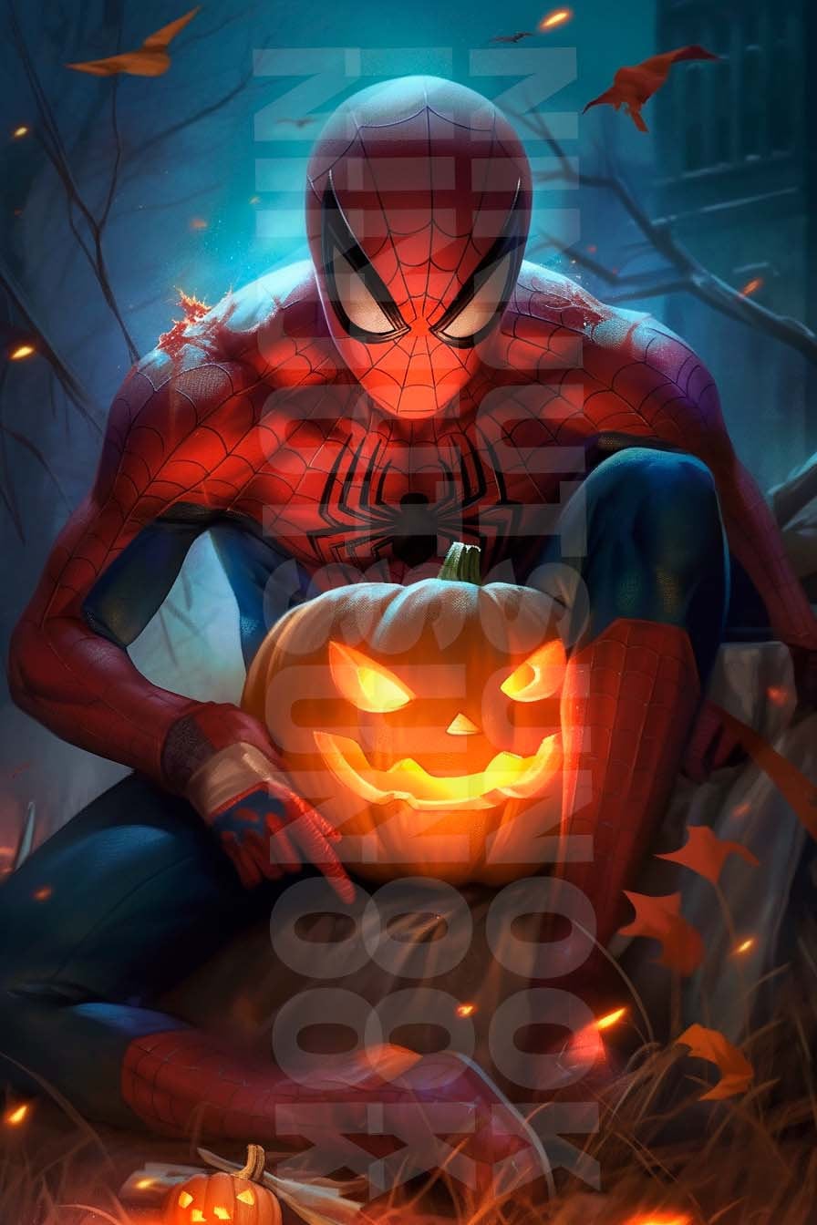 Set of 8 Halloween Spiderman Spiderman for Printing, T-shirts, Posters ...