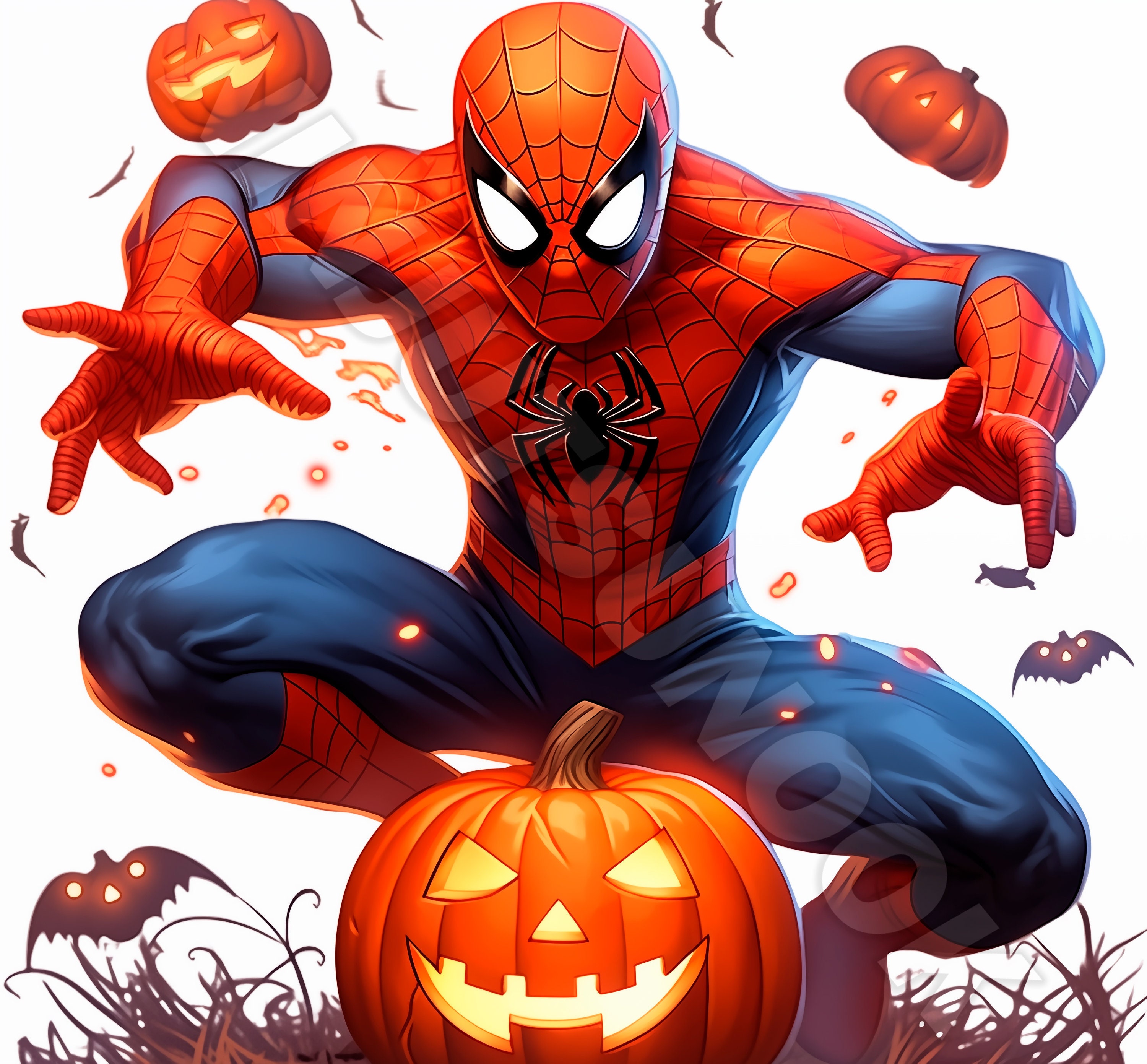 Set of 7 Halloween Spiderman Spiderman for Printing, T-shirts, Posters ...