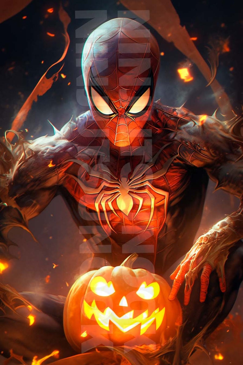 Set of 8 Halloween Spiderman Spiderman for Printing, T-shirts, Posters ...