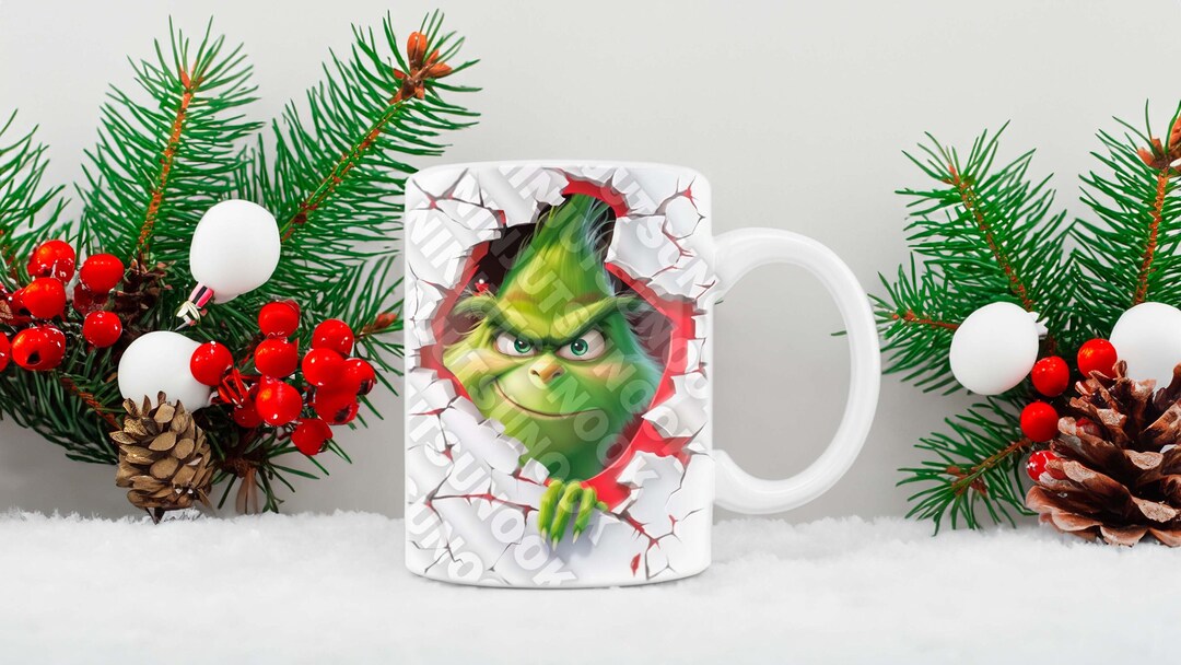 Epic 3D Christmas the Grinch Mug Wrap Hole in the Wall 11oz - Etsy