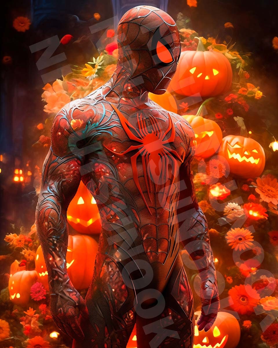 Set of 8 Halloween Spiderman Spiderman for Printing, T-shirts, Posters ...