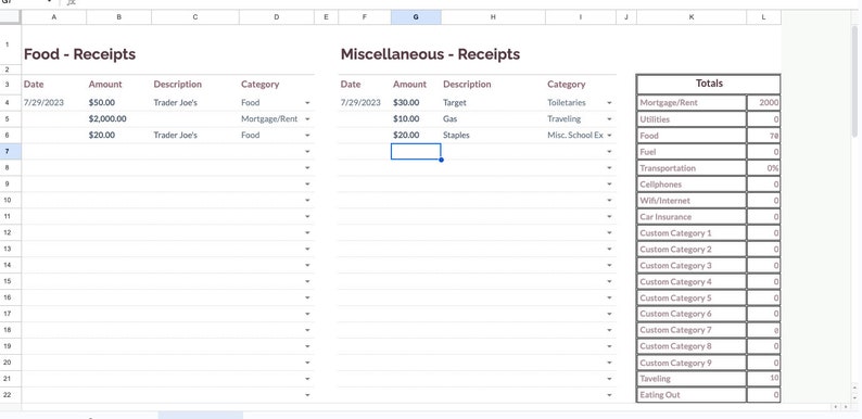 Budget Spreadsheet for Students - Etsy