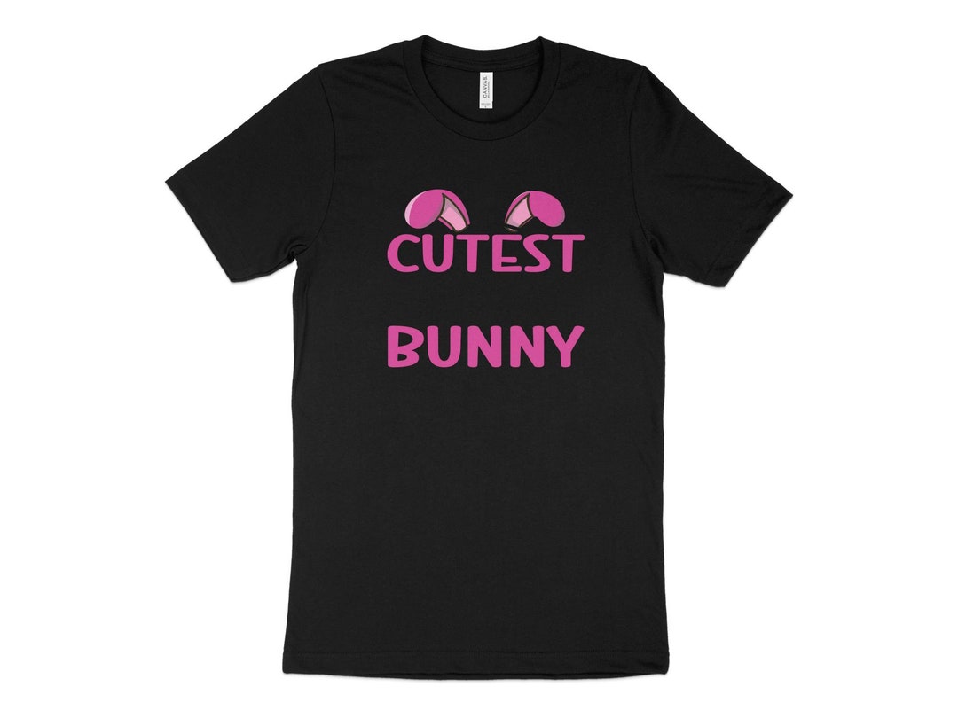 Cute Bunny Graphic Tee, Pink Bunny Ears T-shirt, Summer Casual Cotton ...