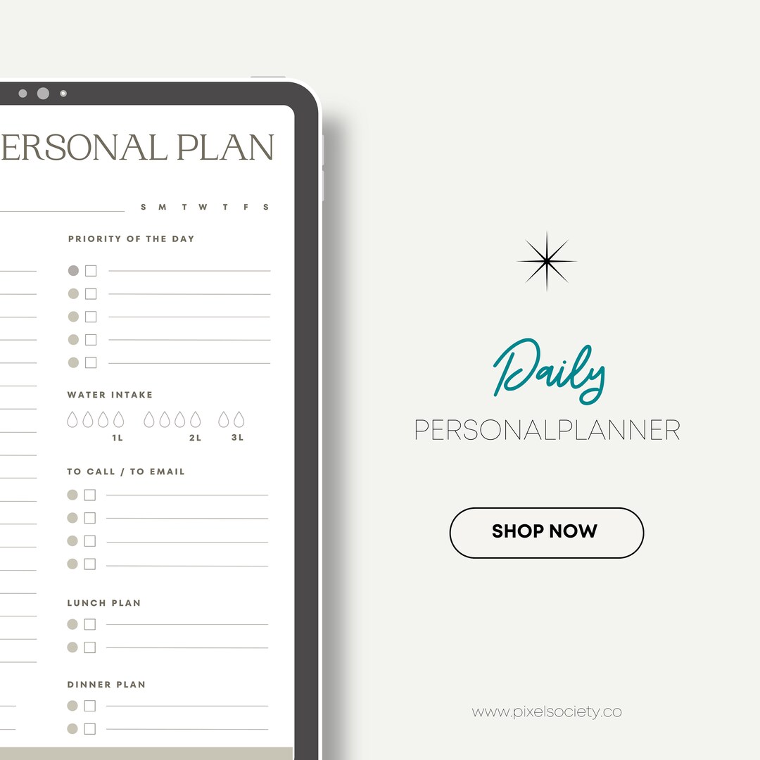 Simple and Minimal Daily Personal Planner Template, Digital Printable ...