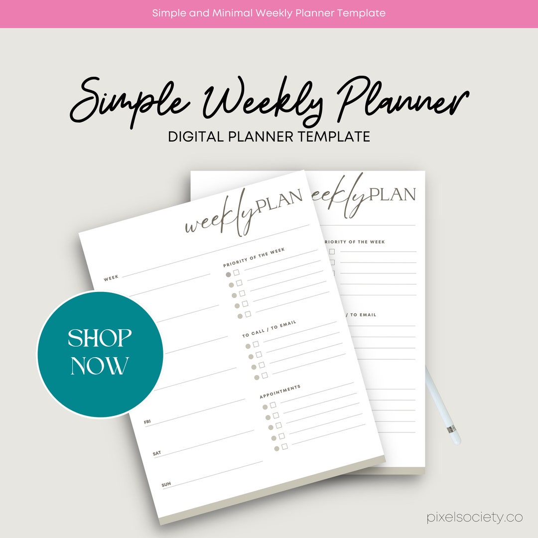 Minimal Weekly Planner Template: Printable To-do List (PDF) - Etsy