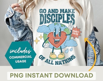 Retro Christian Go and Make Disciples PNG, Sublimation, Bible Verse ...