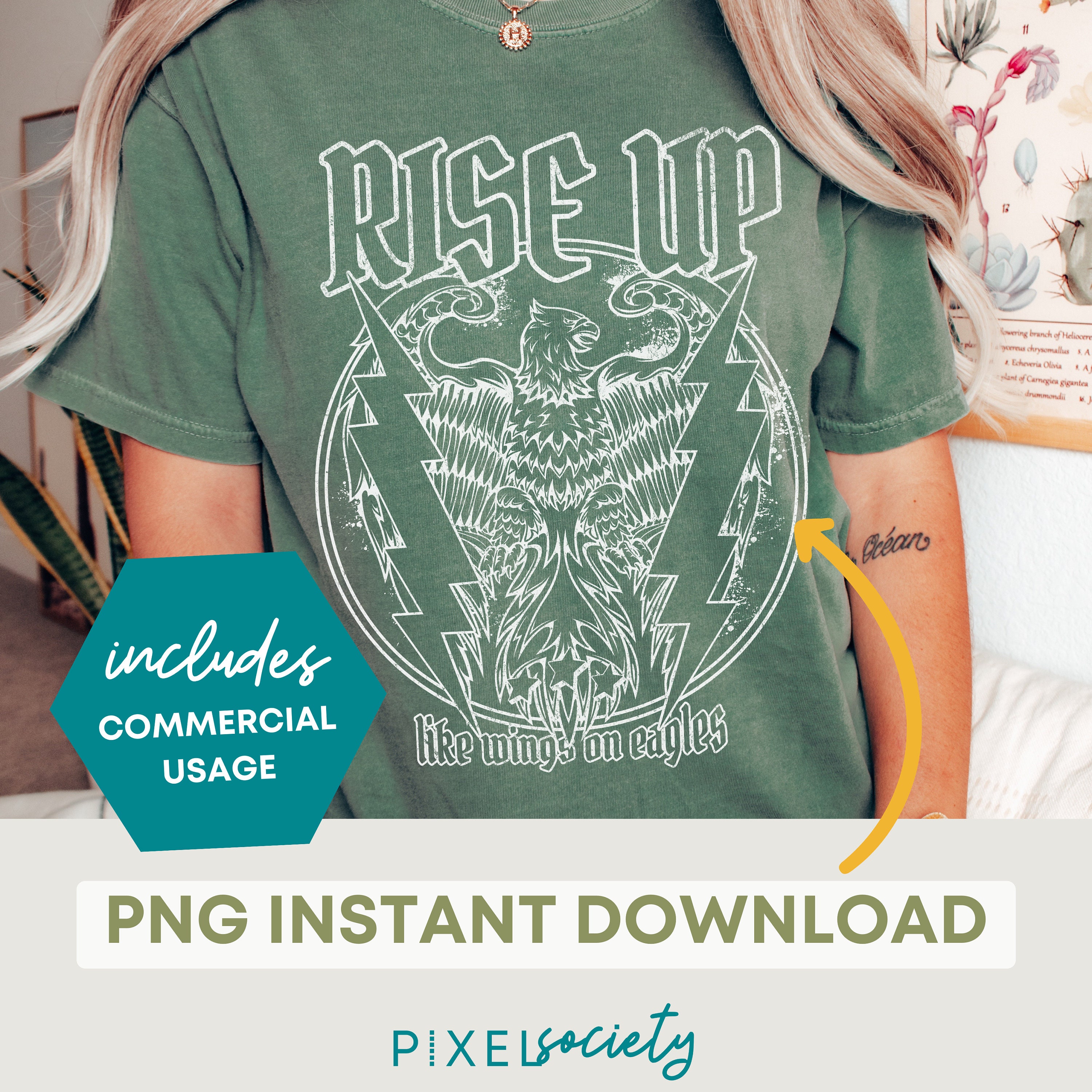 Christian Rise up Like Wings on Eagles PNG, Boho Faith Based Digital ...