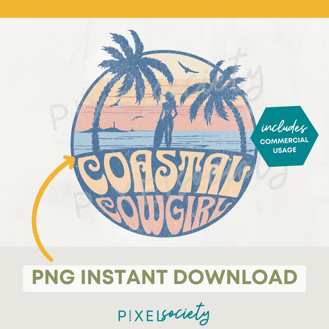 Coastal Cowgirl PNG, Western Clip Art, Cowgirl T-shirt Design, Beach ...
