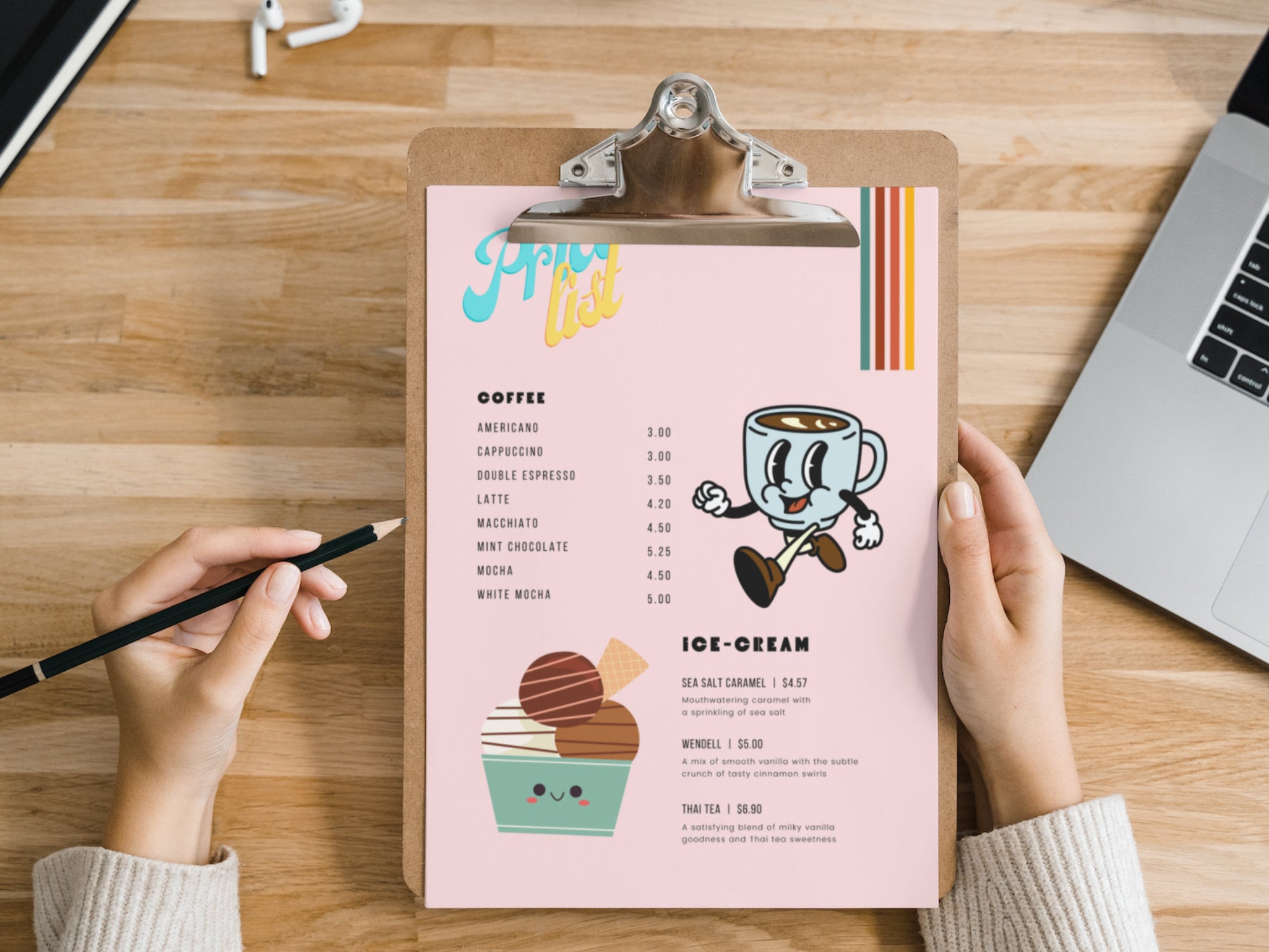 Retro Cafe Menu Template, Cafe Menu Sign, Editable in Canva, Small Cafe ...
