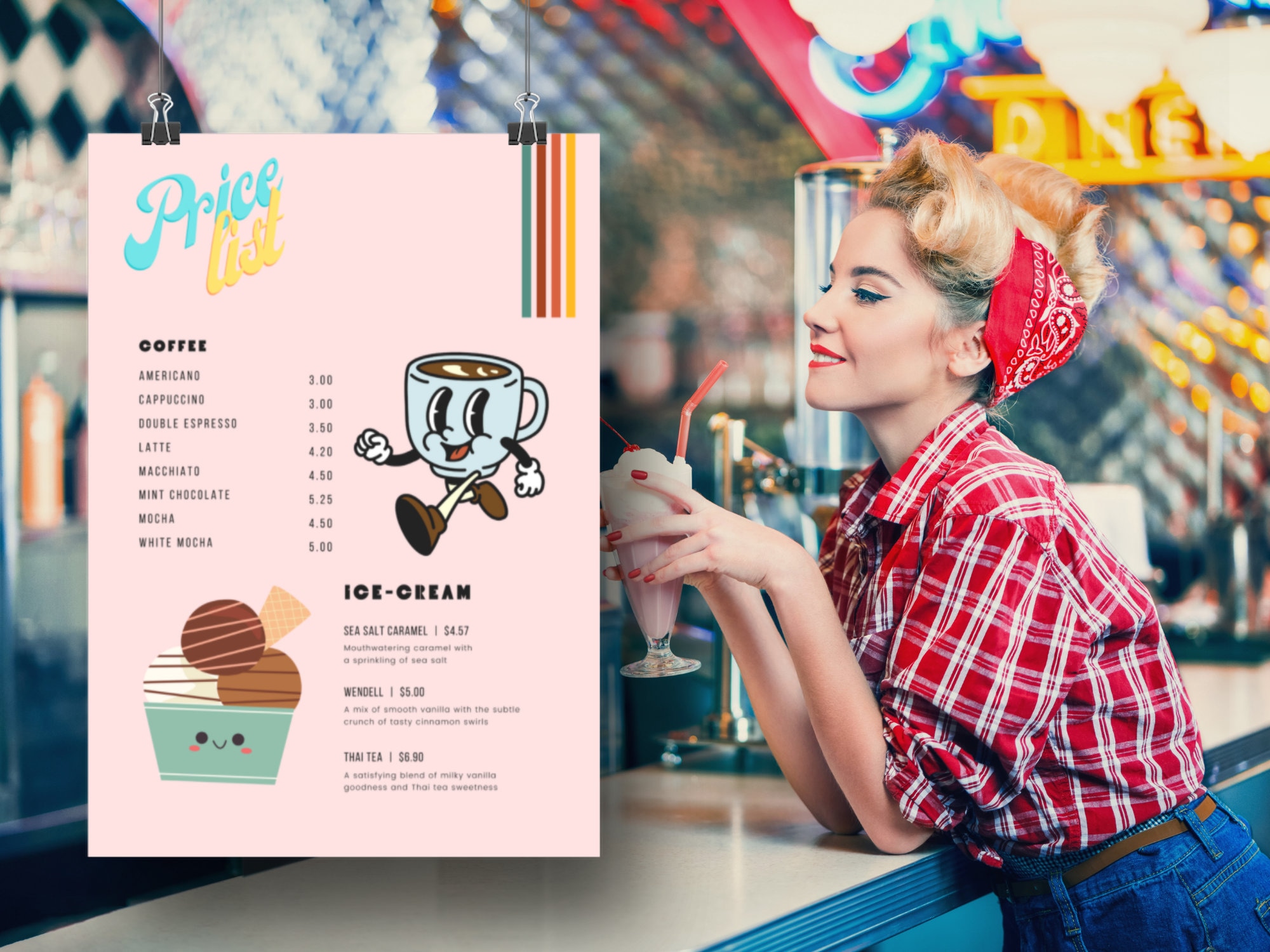 Retro Cafe Menu Template, Cafe Menu Sign, Editable in Canva, Small Cafe ...