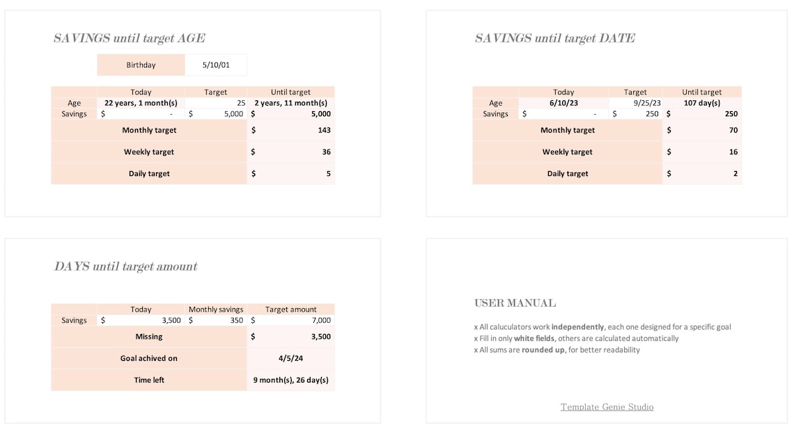 Personal Savings Calculator, Personal Finance Planner, Budget ...