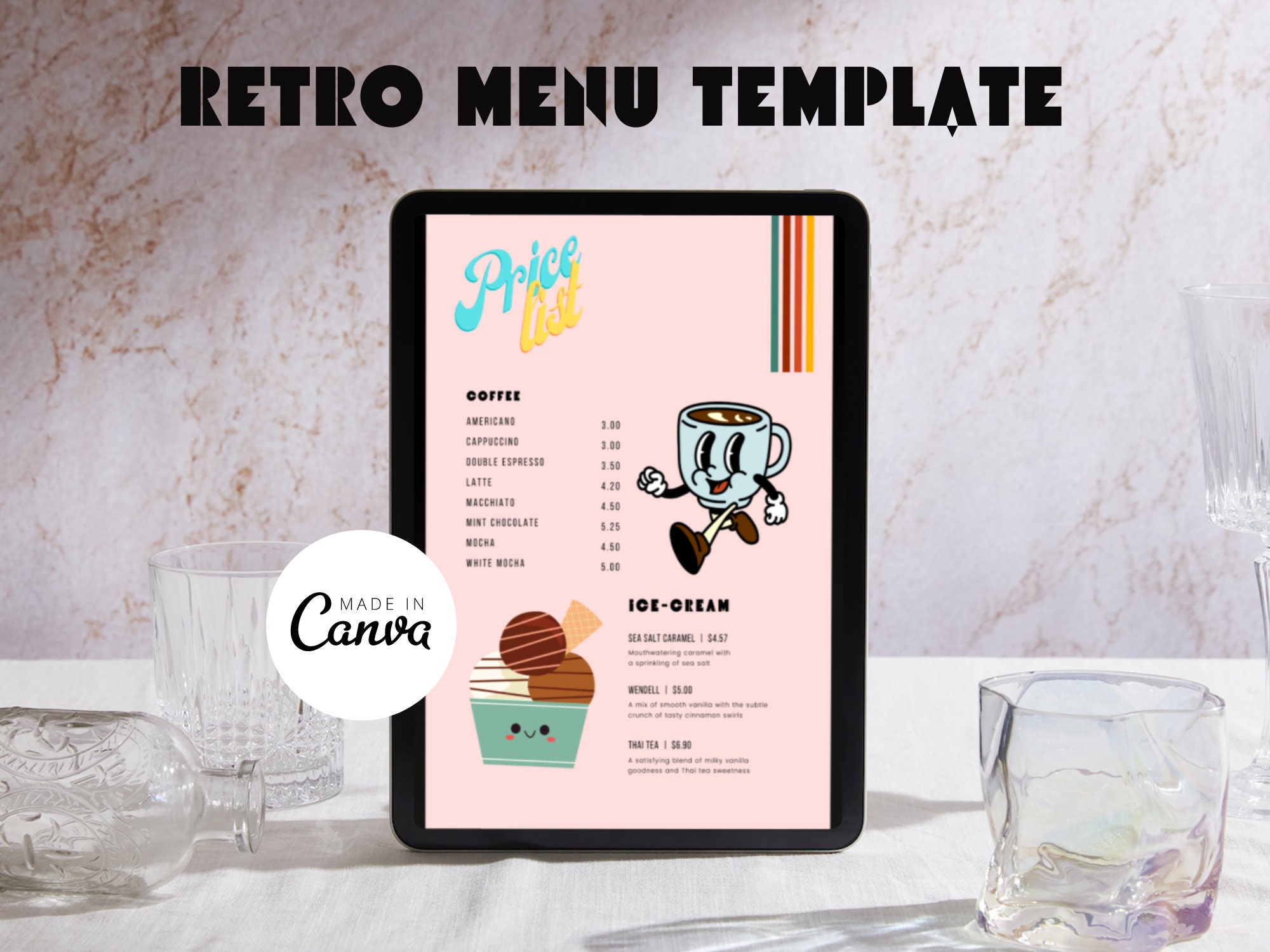 Retro Cafe Menu Template, Cafe Menu Sign, Editable in Canva, Small Cafe ...