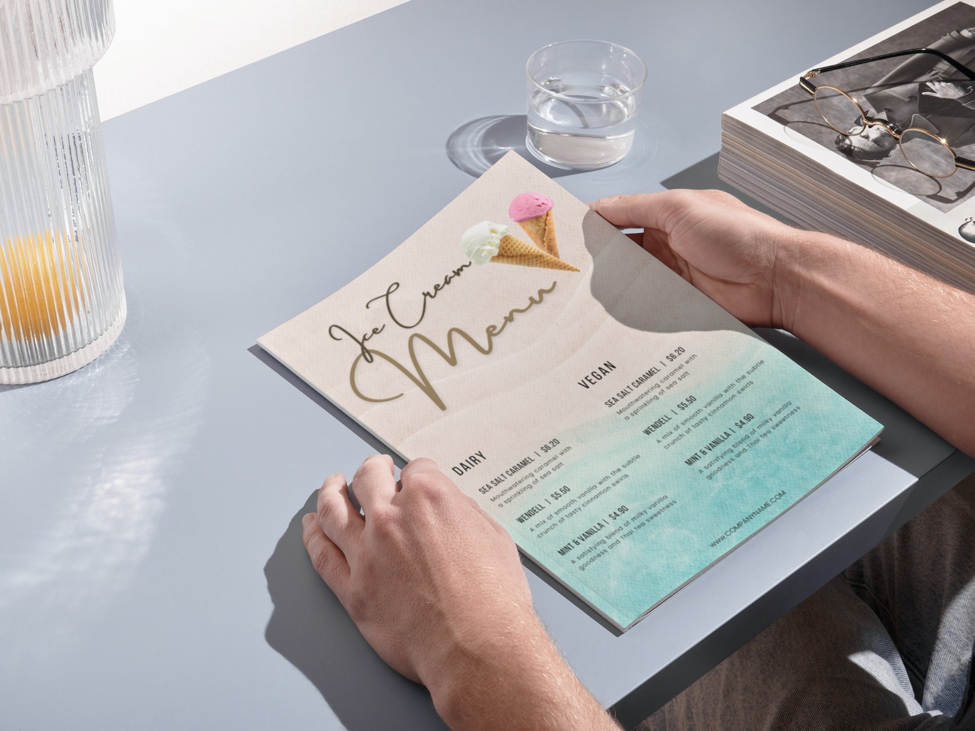 Ice Cream Menu Template, Digital Menu Design, Editable Canva Template ...