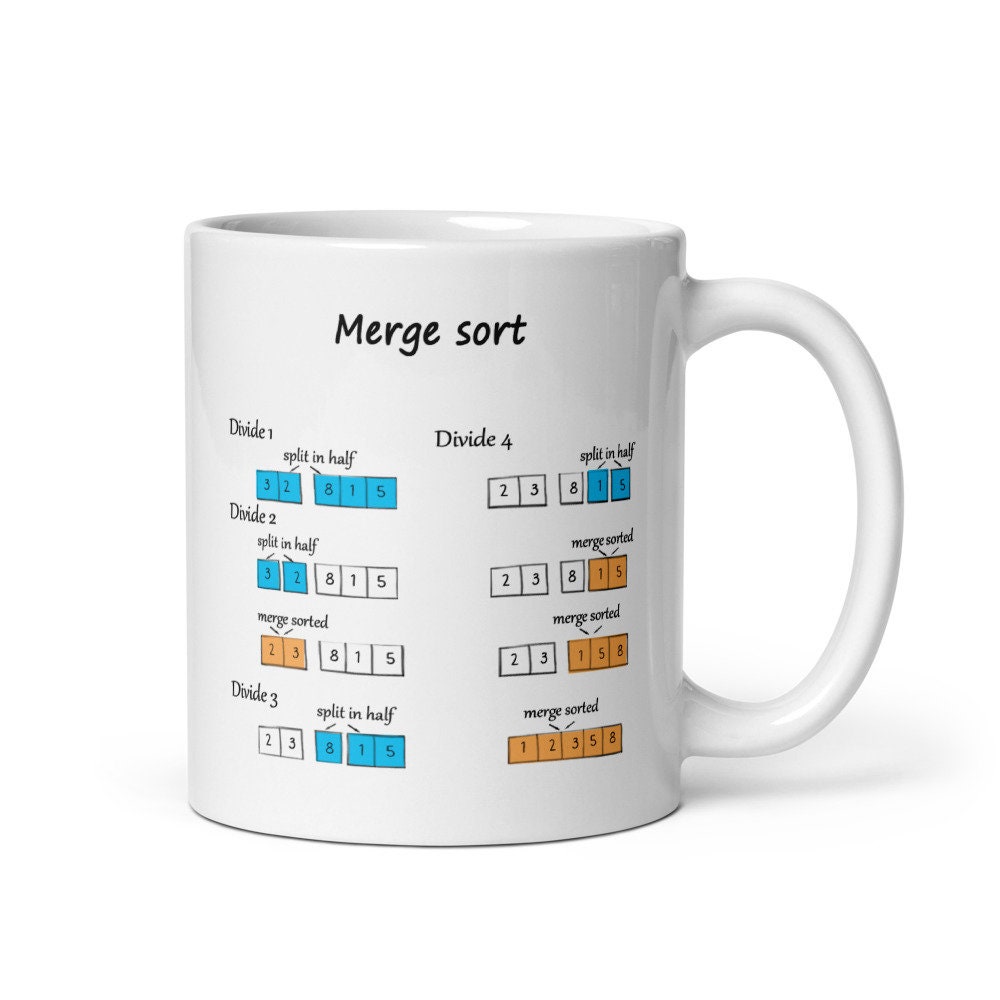 Merge Sort White Glossy Mug, Coding Mug, Programmer Mug - Etsy