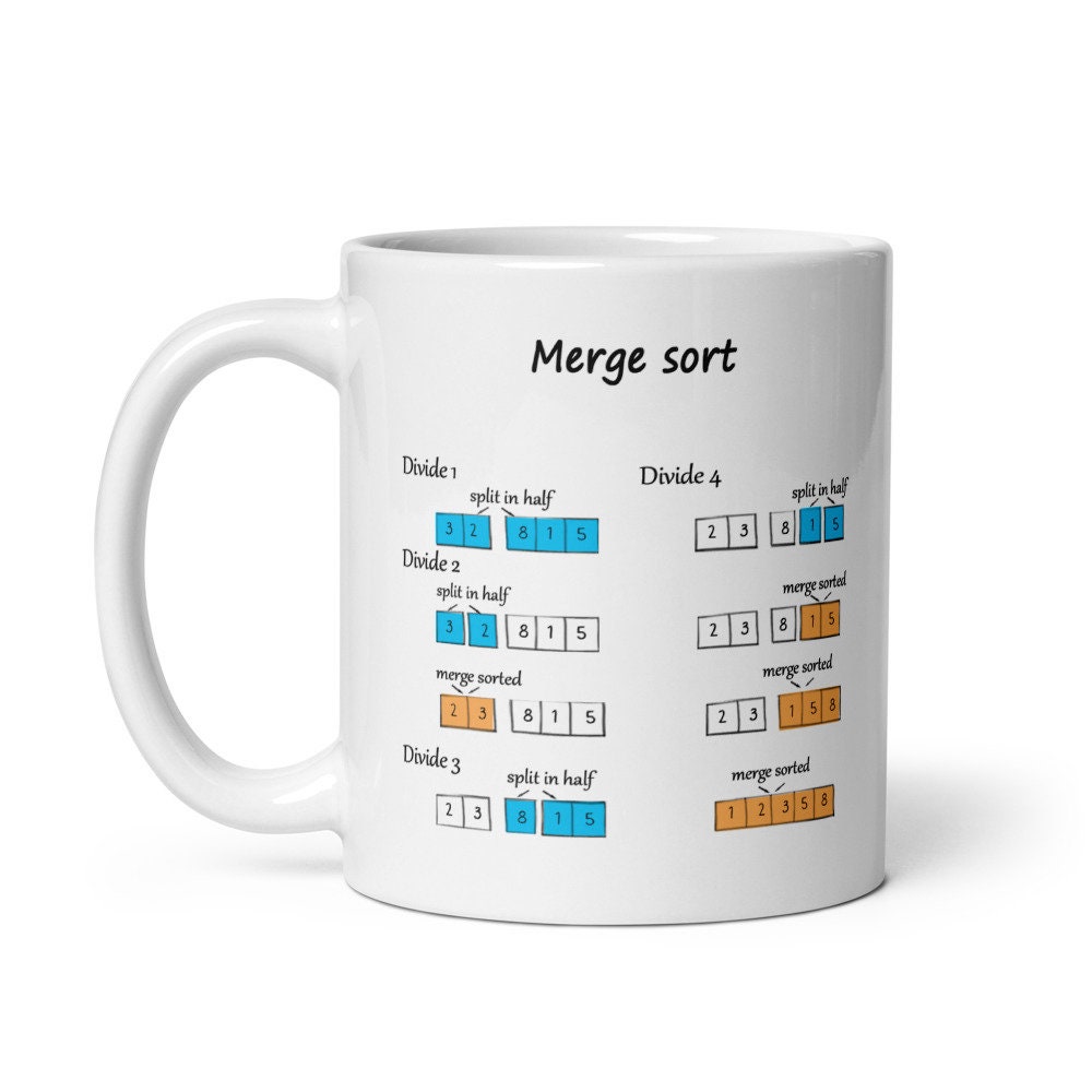 Merge Sort White Glossy Mug, Coding Mug, Programmer Mug - Etsy
