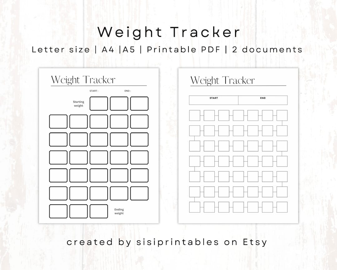 Weight Tracker Printable, Daily Weight Journal, Weight Log, Weight Loss ...