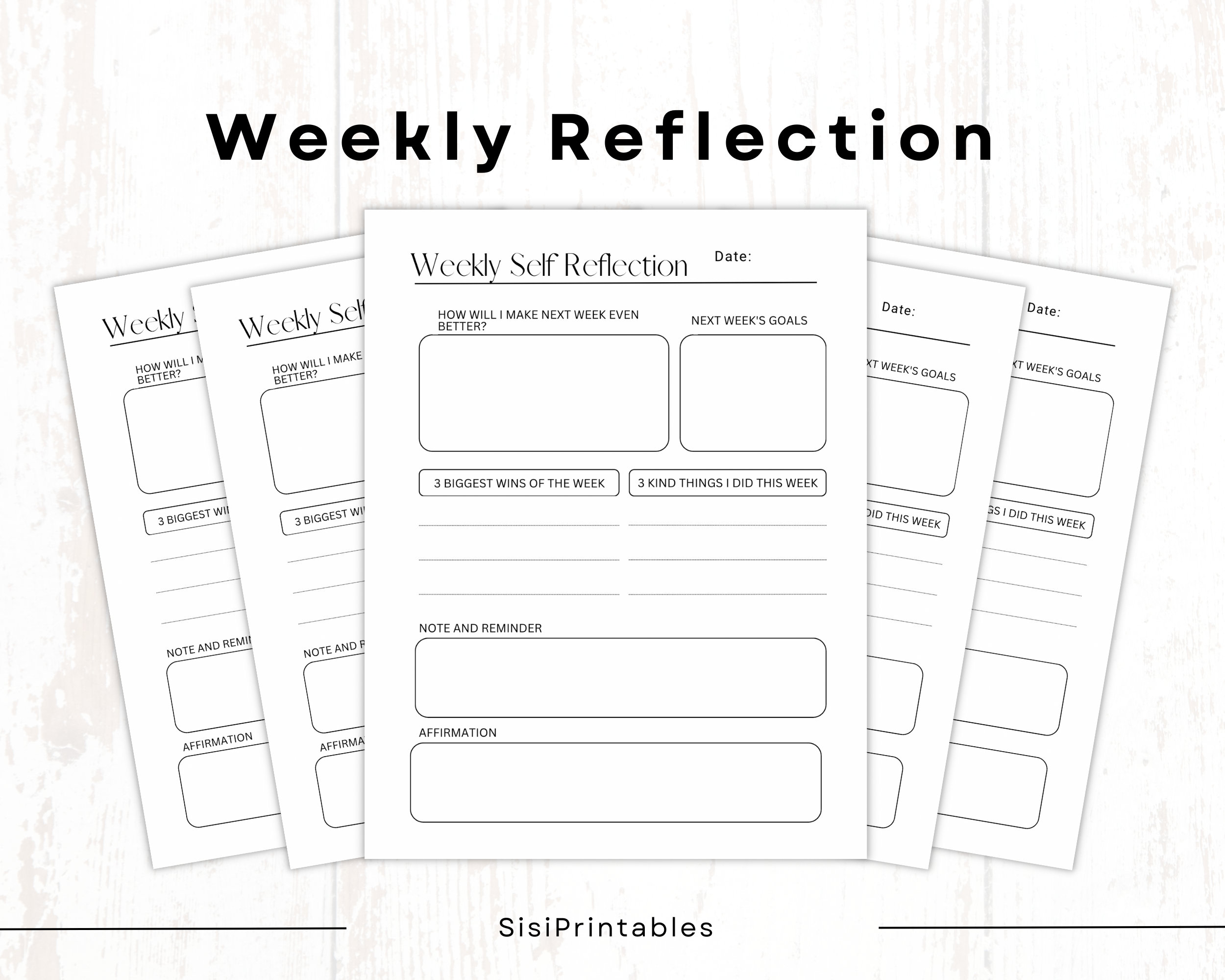 Self Reflection Daily Reflection Weekly Reflection Reflection Worksheet A4 A5 Letter Size