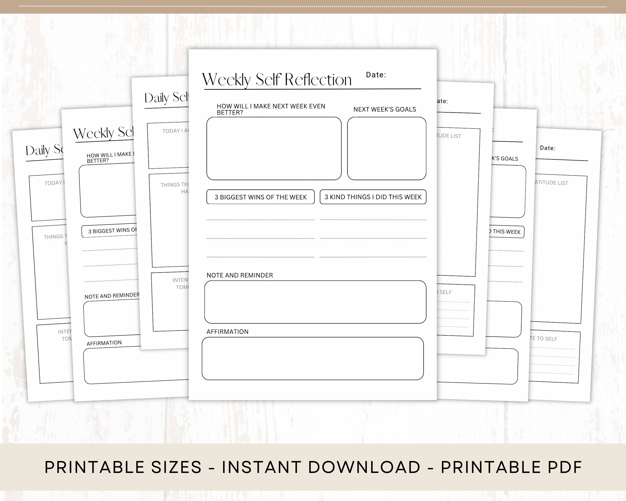 Self Reflection Daily Reflection Weekly Reflection Reflection Worksheet A4 A5 Letter Size