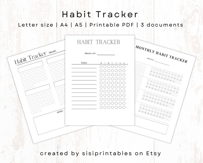 Habit Tracker Printable, Habit Tracker Digital, Monthly Habit Tracker ...