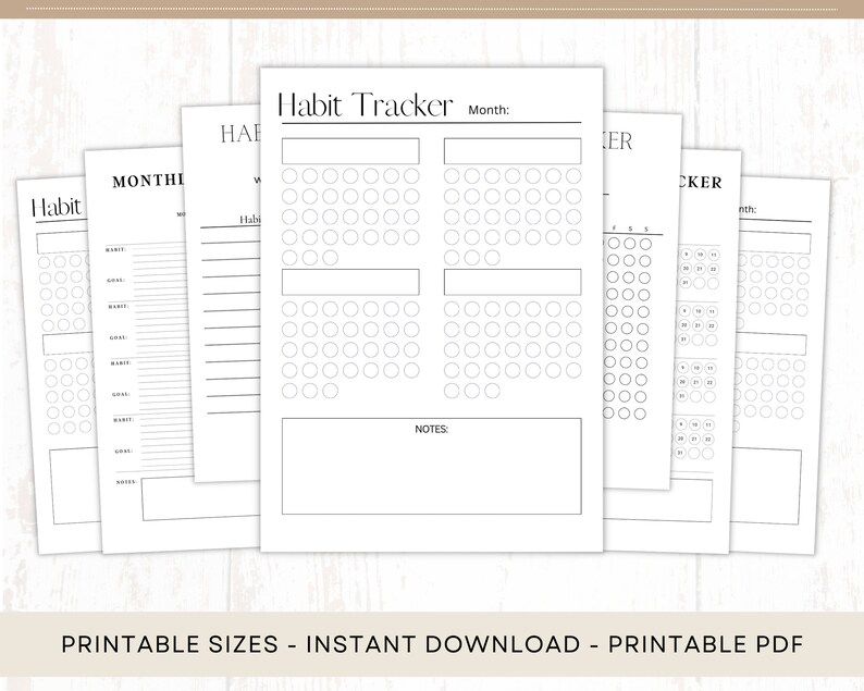 Habit Tracker Printable, Habit Tracker Digital, Monthly Habit Tracker ...