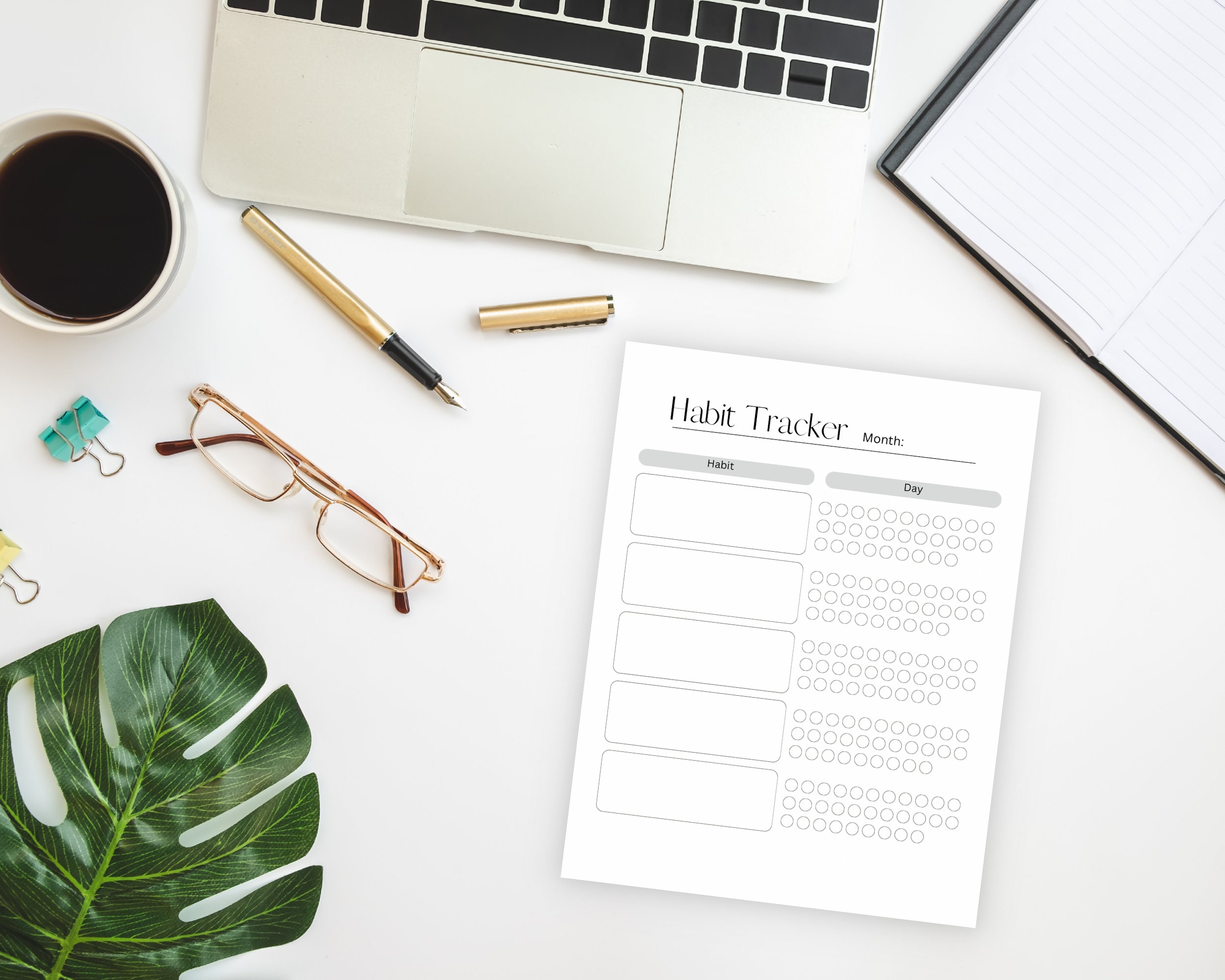 Habit Tracker Printable, Habit Tracker Digital, Monthly Habit Tracker ...