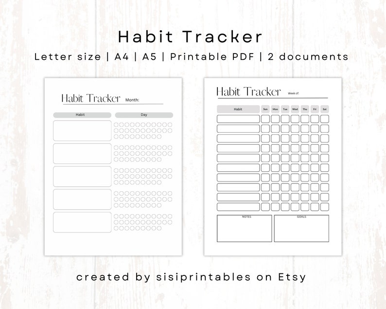 Habit Tracker Printable, Habit Tracker Digital, Monthly Habit Tracker ...
