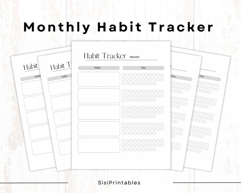 Habit Tracker Printable, Habit Tracker Digital, Monthly Habit Tracker ...