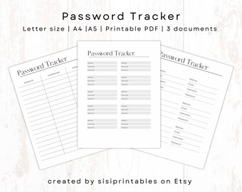 Printable Password Tracker Log Password Organizer Password - Etsy