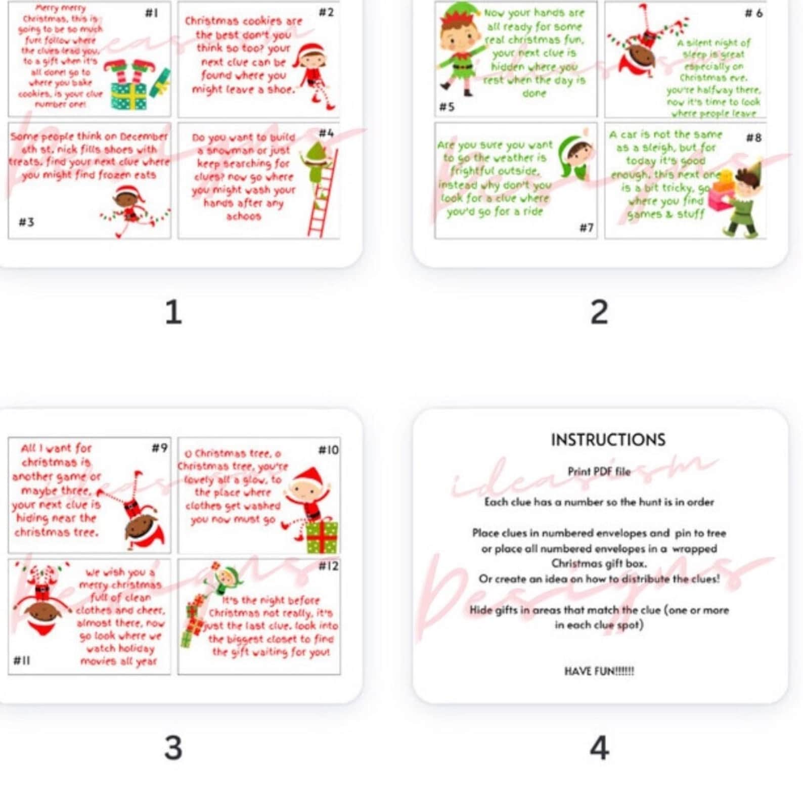 Indoor Christmas Treasure Hunt丨christmas Scavenger Hunt Cards丨christmas ...