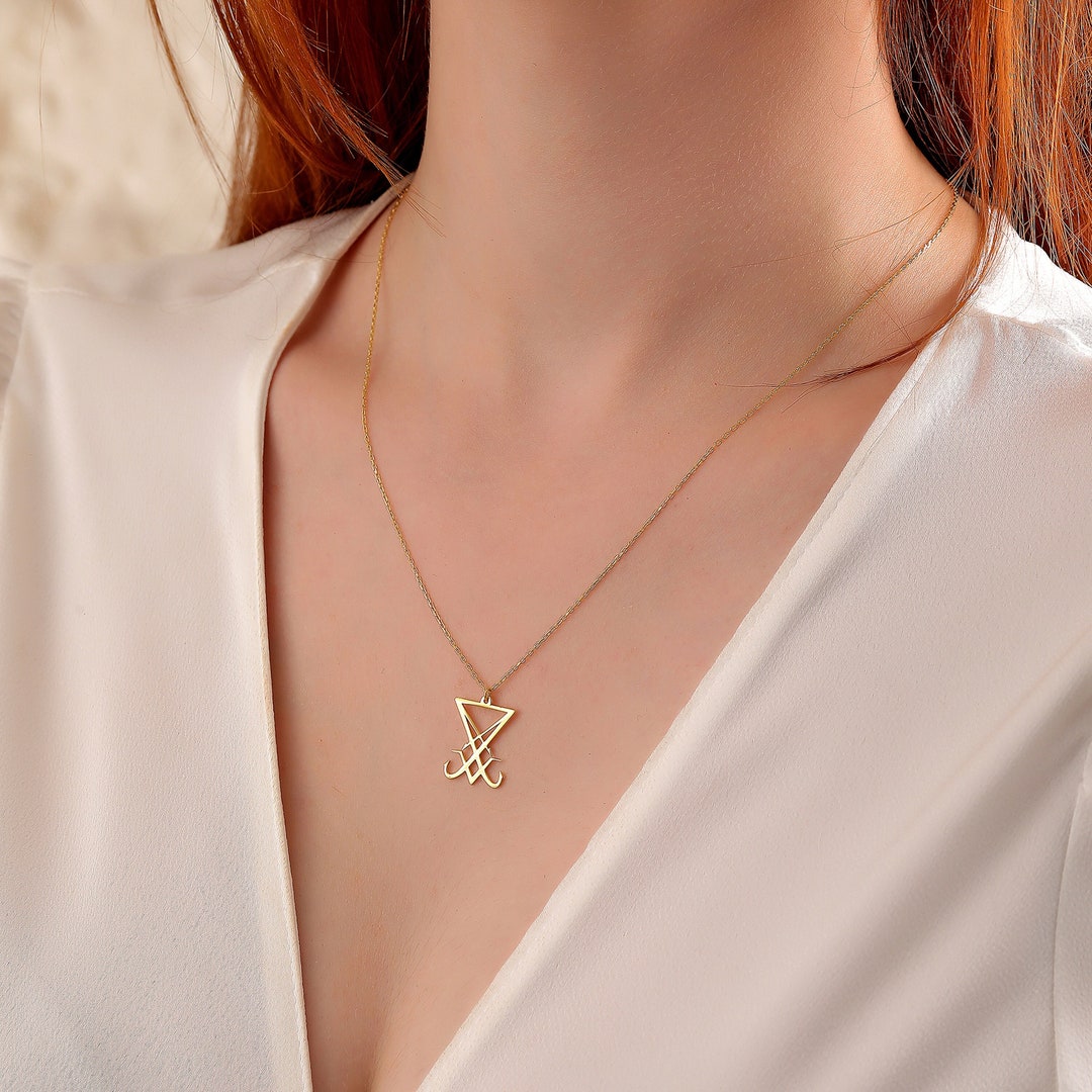 Gold or Silver Lucifer Sigil Necklace, Gothic Jewelry, Satanism Lucifer ...