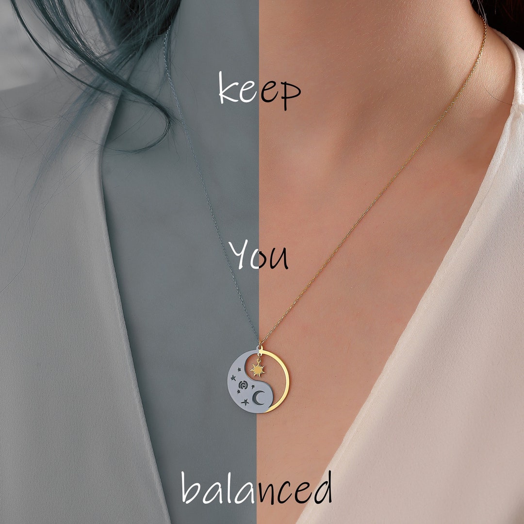 Dainty Yin Yang Necklace, Celestial Ying Yang Jewelry, Charm Pendant ...
