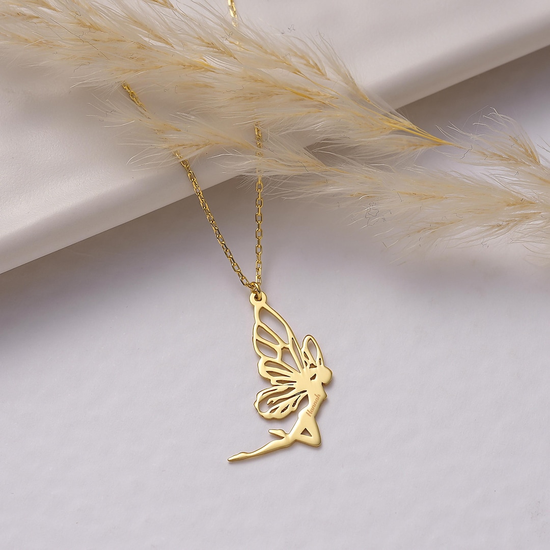 Fairy Necklace: Silver or Gold Tinkerbell Pendant (yellow / Rose ...
