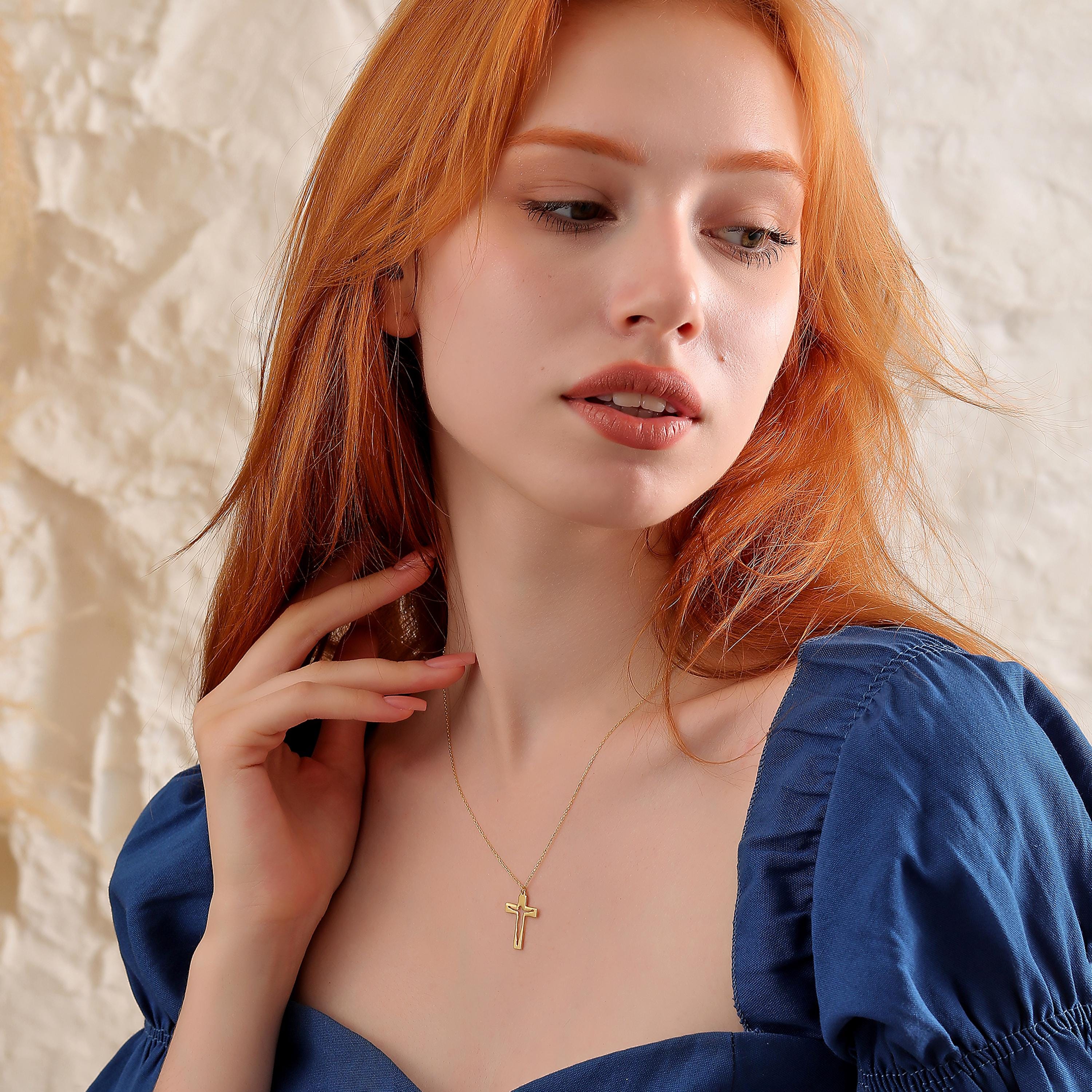 Dainty Cross Necklace: 925 Sterling Silver or 14K Gold Crucifix - Etsy