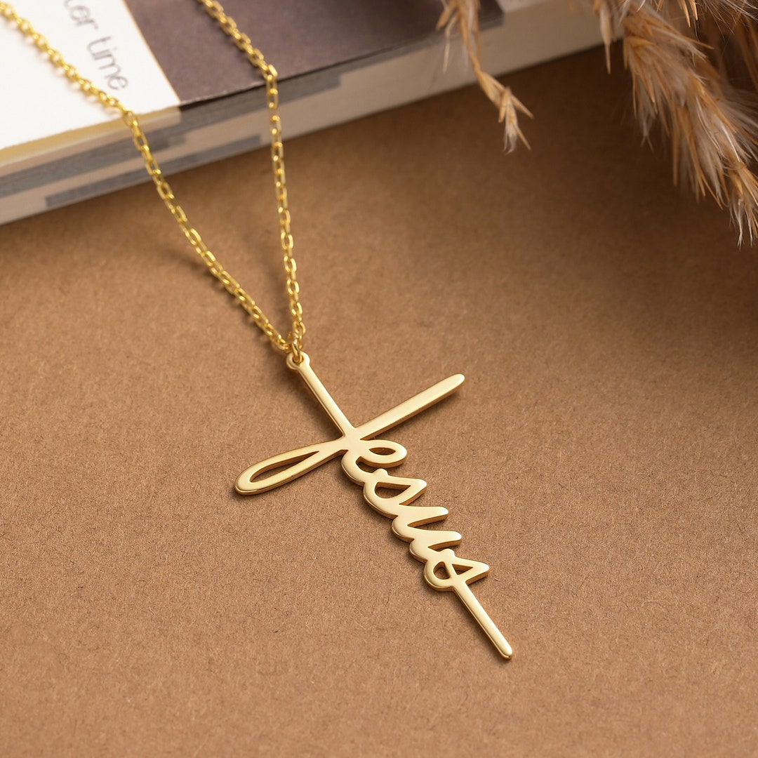 Dainty Jesus Cross Necklace, Custom Minimalist Crucifix Jewelry ...