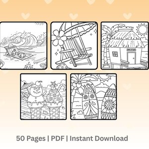 Summer Coloring Pages: 50 Fun Designs for Kids (PDF Download) - Etsy