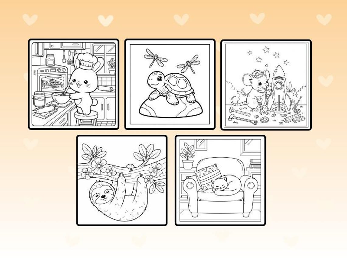 Adorable Pets Coloring Book | Cute Puppies & Kittens Printable Pages ...