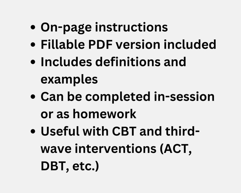 Unhelpful Thinking Styles/cognitive Distortions Worksheet and Log for ...