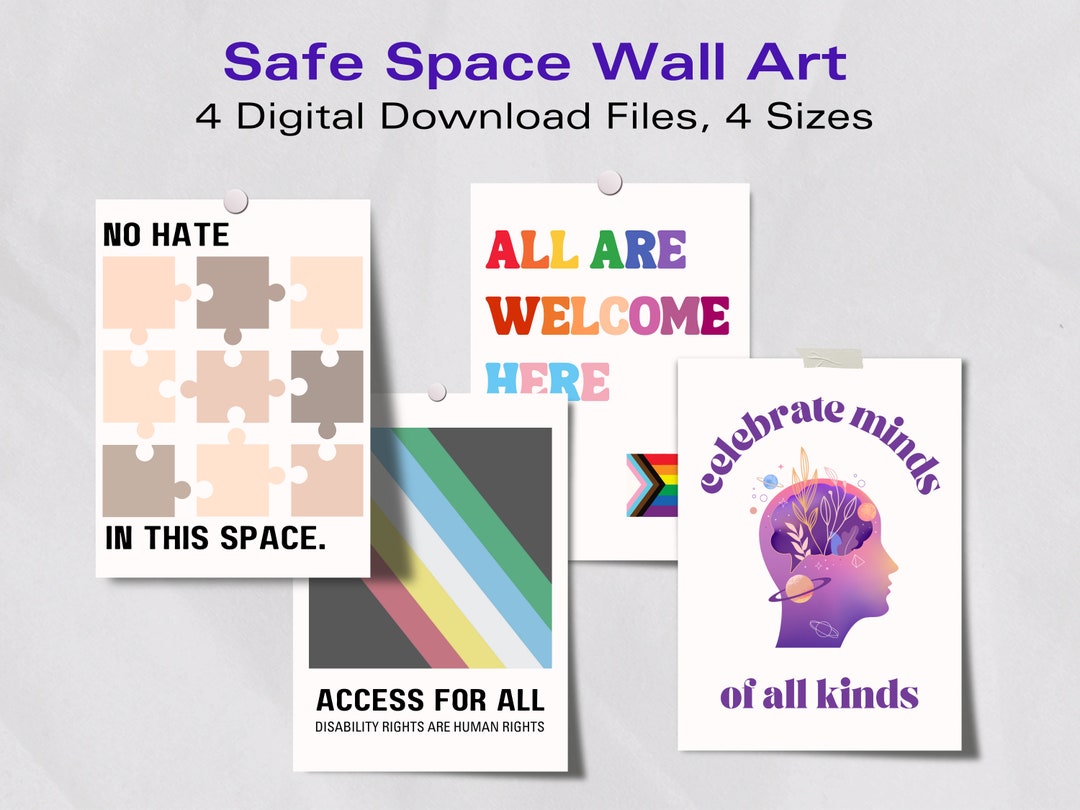Safe Space Art Prints, Inclusivity Diversity Equity Posters for Therapy ...