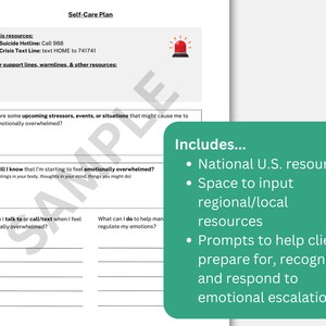 Crisis Prevention Self-care Plan Worksheet for Therapy | Based on ...