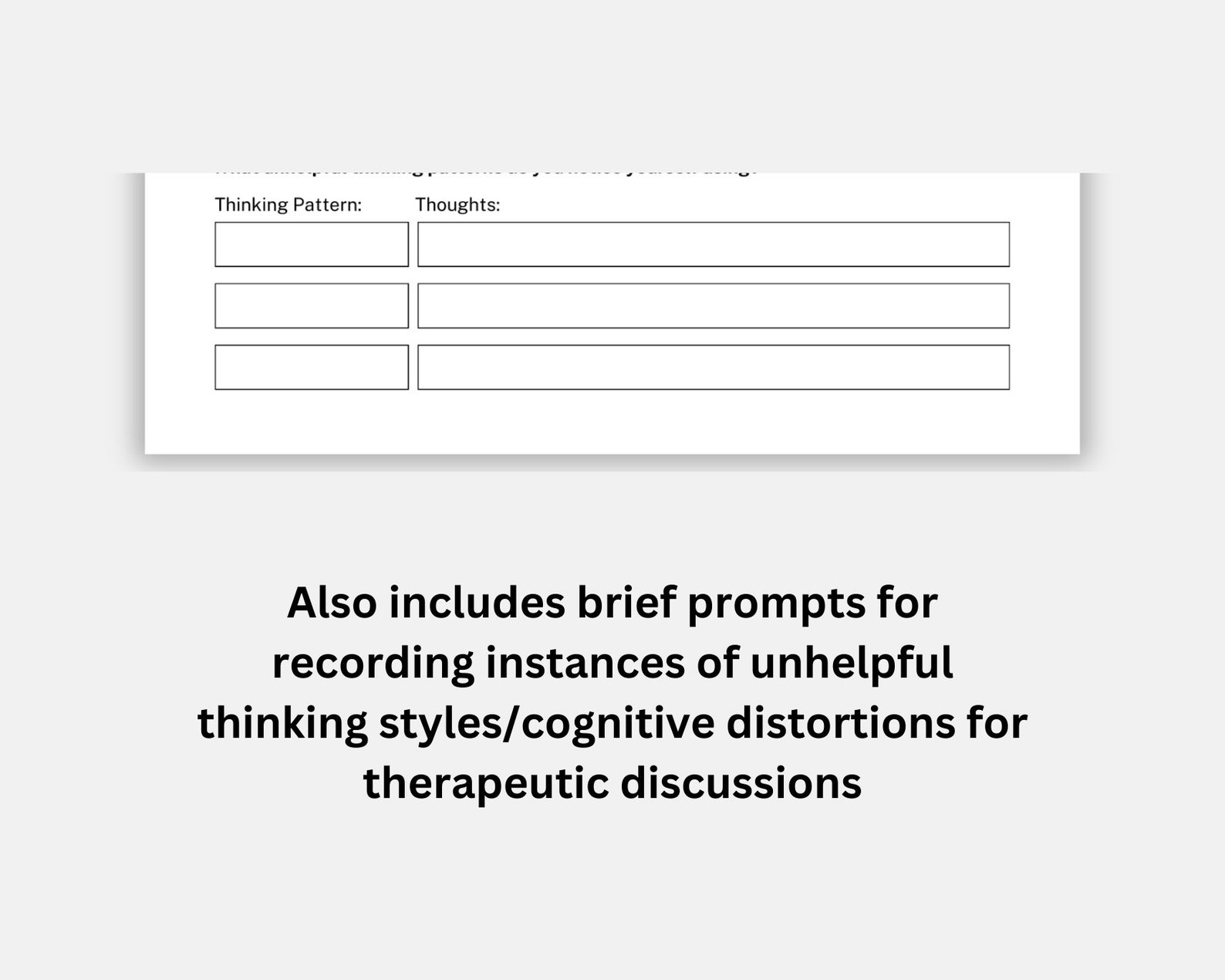 Unhelpful Thinking Styles/cognitive Distortions Worksheet and Log for ...