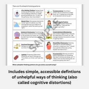 Unhelpful Thinking Styles/cognitive Distortions Worksheet and Log for ...