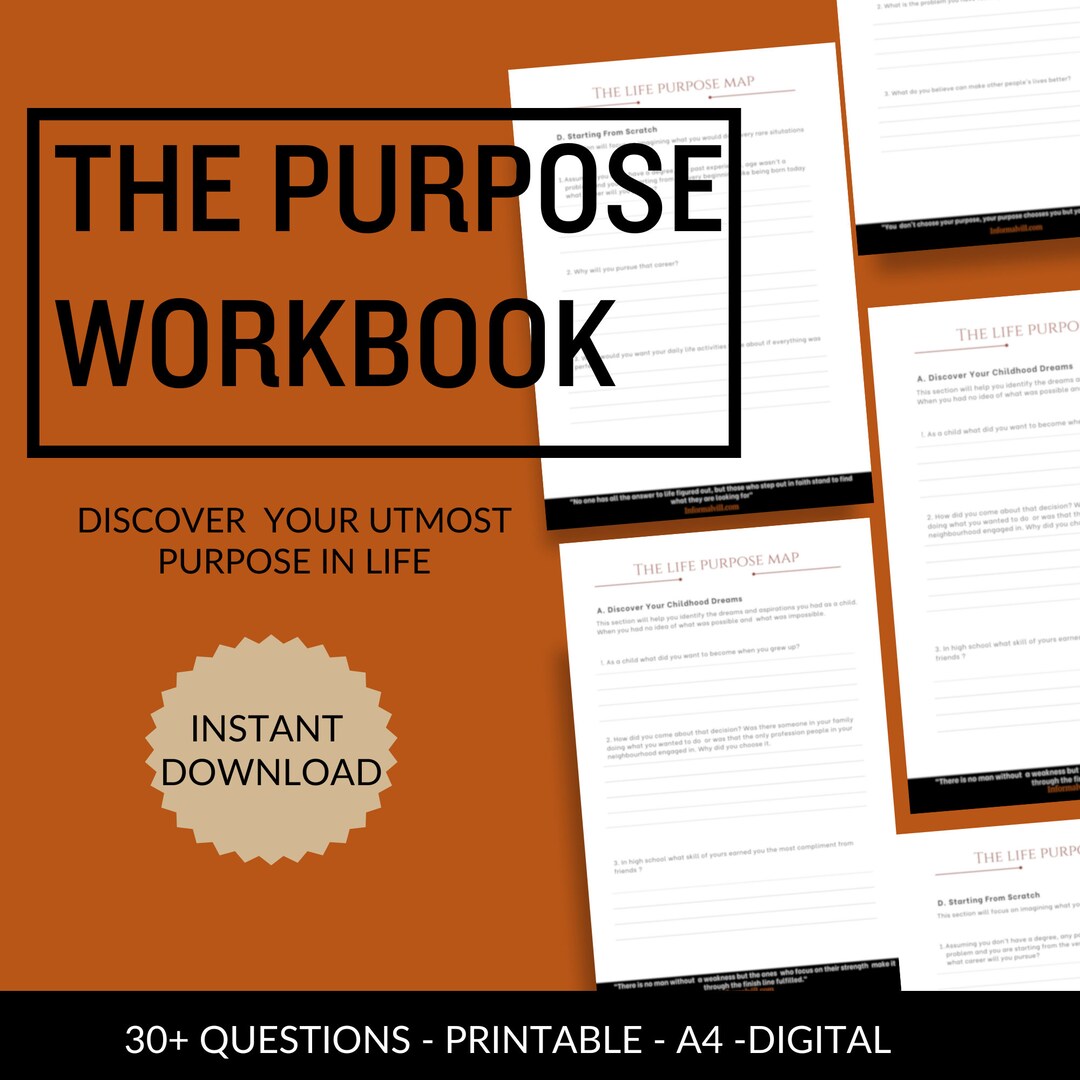 Purpose Workbook, Shadow Work Journal, Digital Workbook, Self-discovery Workbook, Printable ...