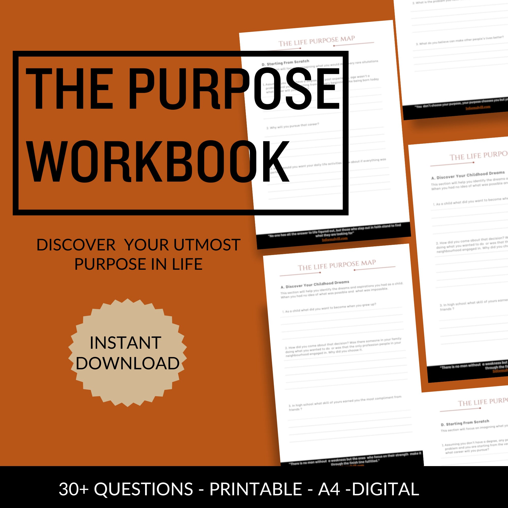 Purpose Workbook, Shadow Work Journal, Digital Workbook, Self-discovery ...