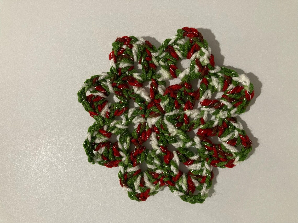 Crochet Christmas Coaster Set, Set of 4, Christmas Gift, Holiday Spirit ...